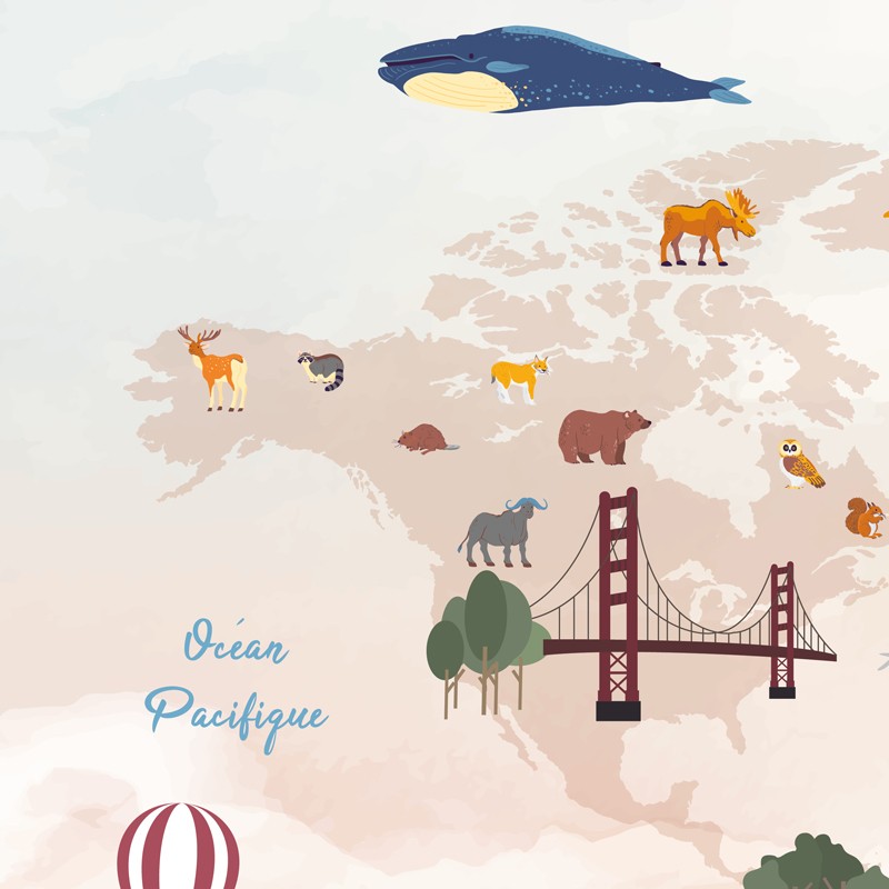 Planisphère Panoramique Enfant Carte du Monde World Map - Audella