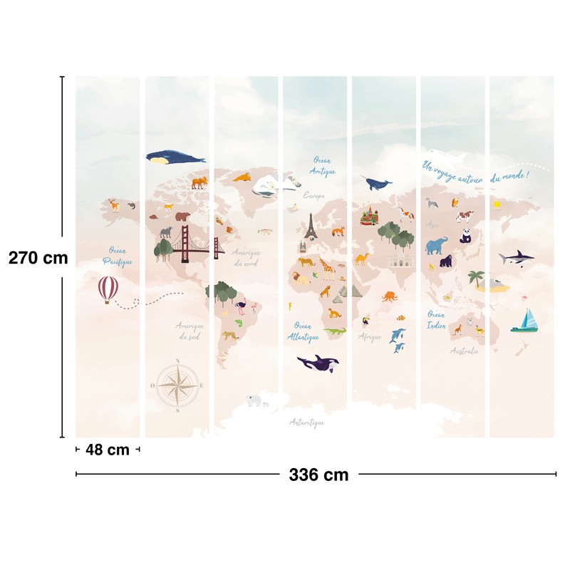 Planisphère Panoramique Enfant Carte du Monde World Map - Audella